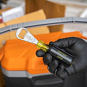 Klein Tools 55580 Stainless Steel Tumbler with Flip-top Lid, Insulated 20 oz. Tradesman's Double Wall Vacuum Mug, Slip-resistant Sleeve & 98002BT Klein Bottle Opener