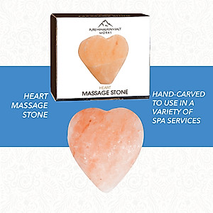 Pure Himalayan Salt Works Heart Massage Stone, Pink Crystal Hand-Carved Stone for Massage Therapy, Deodorant and Salt and Sugar Scrubs, 2.75” W x 3” H x 1.5” D (Pack of 6)