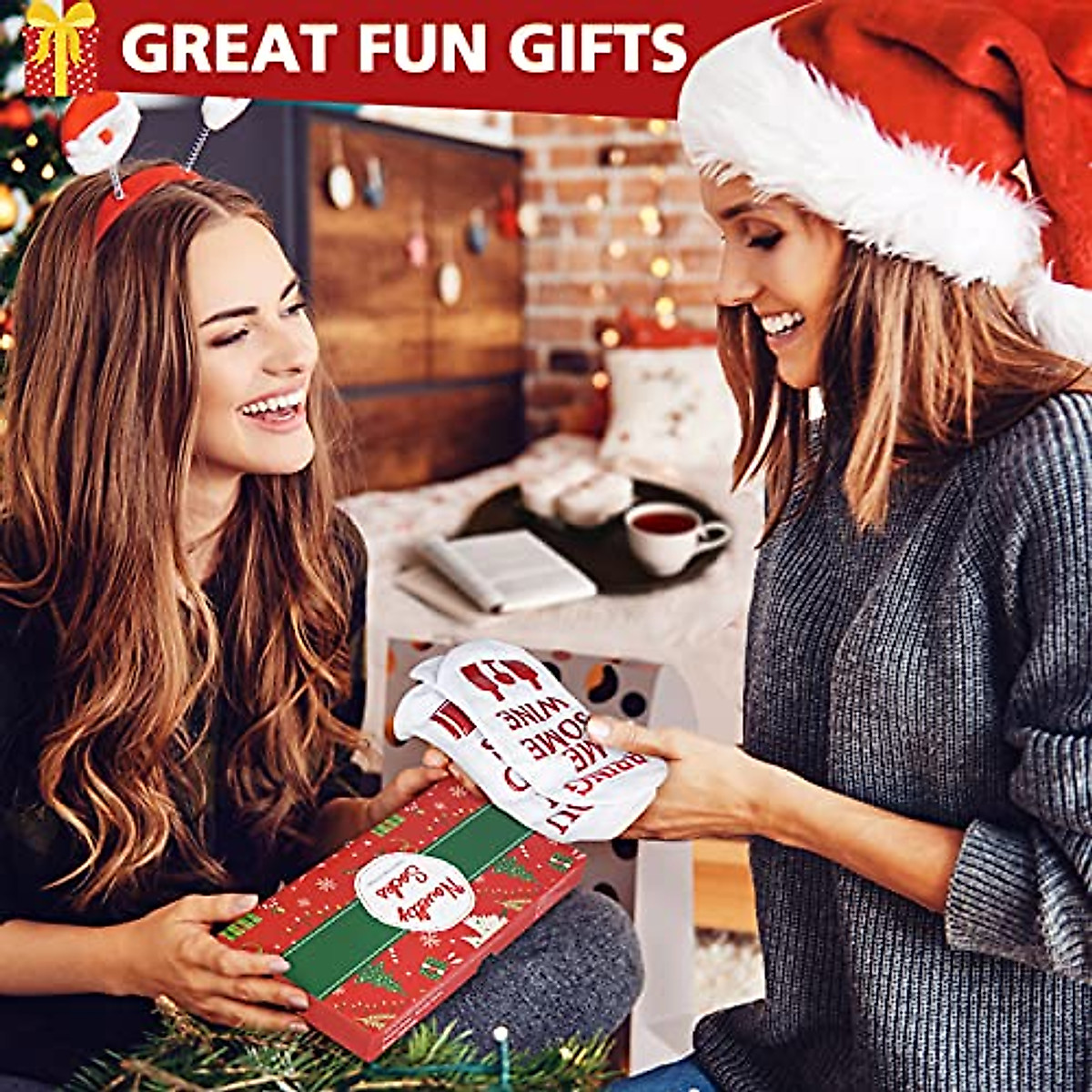 Funny Wine Socks Gifts for Women Men - Christmas Stocking Stuffers Gifts for Girls and Boys Birthday Gifts for Kids and Teen Mom and Dad Gifts Ideas Valentines Novelty Socks