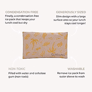 SoYoung Reusable Ice Packs for Lunch Bags, Long Lasting Freezer Pack for Lunch Box, Non-Toxic, Lightweight and Slim Cool Pack for Travel, Food, Beach, Condensation Free