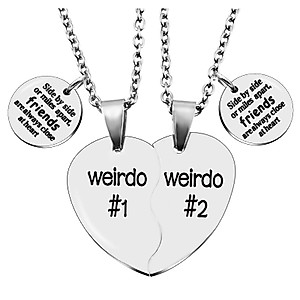 MJartoria Best Friend Necklaces BFF Necklace for 2 Friendship Valentines Day Gifts Matching Heart Pendant Necklace Best Friends Forever (Silver, Miles Apart)