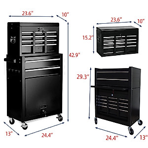 8-Drawer High Capacity Rolling Tool Box with Wheels,Rolling Tool Chest with Drawer,Tool Box on 4 Wheels with Lock, Tool Storage Cabinet Removable Portable Box for Garage Warehouse