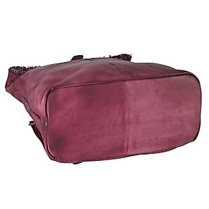 Diophy Genuine Leather Archaize Fringe with Buckle Backpack D10030 (Olive)