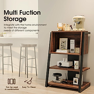 Fenge Bookshelf, 4 Tier Industrial Bookcase, Ladder Book Shelf with Storage Organizer, Small Bookshelves and bookcases for Office, Bedroom, Living Room