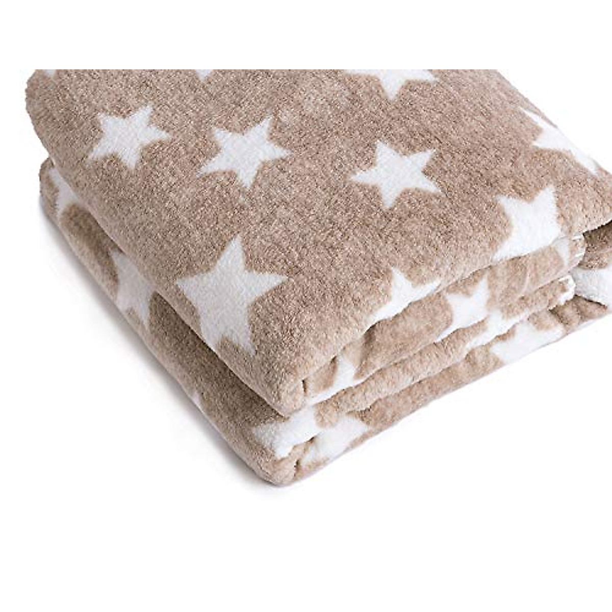 Baby Plush Blanket Security Blanket Double Layer Star Print Sherpa Coral Fleece 30x40 INCH (Camel)
