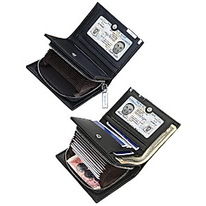 BNAM Wallet for Men Durable Bifold Mens Wallets with Window RFID Blocking Credit Card Holder Wallet with Zipper coin purse and 15 Card Slots (Black) (HTN-001)