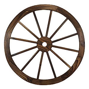 Ebros Gift Oversized 24.5" Wide Vintage Rustic Round Wood Cartwheel Wagon Wheel Wall Decor 3D Art Decorative Hanging Plaque Western Country Ranch Old World Transportation Mode Home Accent Sculpture