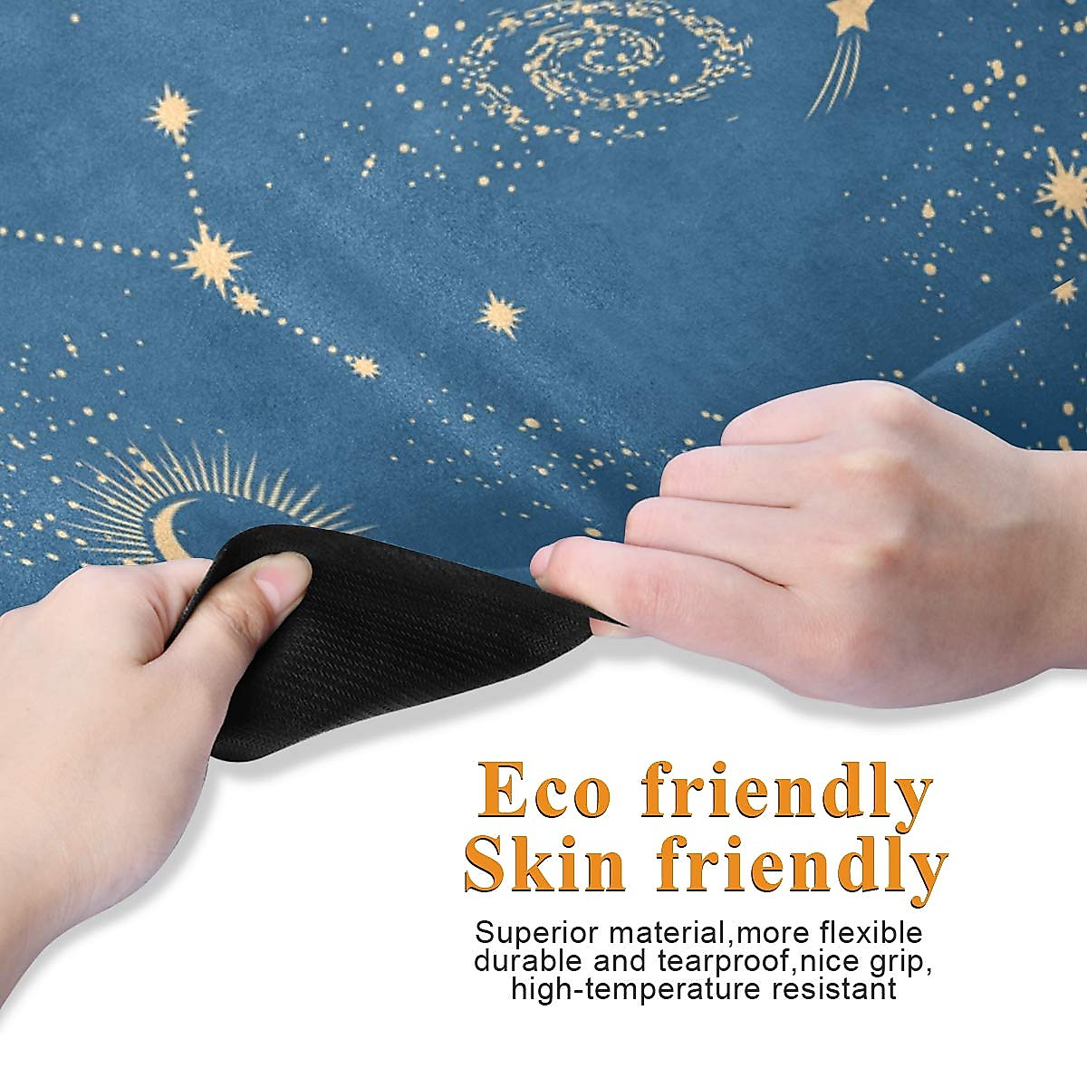 VIKKO Space Galaxy Constellation Moon Star Blue Yoga Mat Ultra Thin Folding Mat for Exercise Fitness Pilates Stretching Meditation