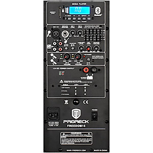 PRORECK Freedom 15 Portable 15-Inch 800 Watt 2-Way Rechargeable Powered Dj/PA Speaker System with Bluetooth/USB/SD Card Reader/FM Radio/Remote Control/Wireless Microphones/Speaker Stand