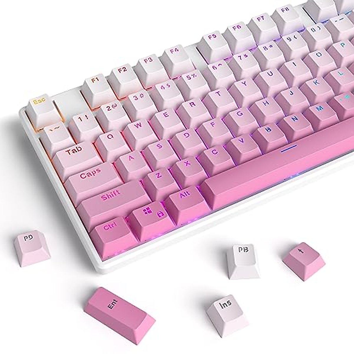 Ussixchare Gradient Keycaps, PBT Double Shot 104 Keys Keycaps, OEM Profile Custom Keycaps Set for 61/87/104 Cherry Gateron MX Switches Mechanical Keyboard(Lover Pink)
