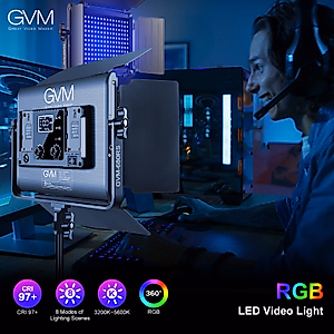 GVM RGB Photography Lighting Kits with 2 Softboxes, 680RS 50W Studio Lights with Bluetooth Control, 2 Packs Video Light with 18 Lighting Scenes, led Panel Lights for Video Recording, 8500lux/0.5m
