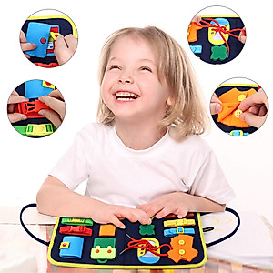 FBve Toddler Busy Board Montessori Toys Basic Skills Board for Toddlers Learning Dress, Educational Learning Toys, Bag Designed Enlighten Toy for Infants, Boys and Girls