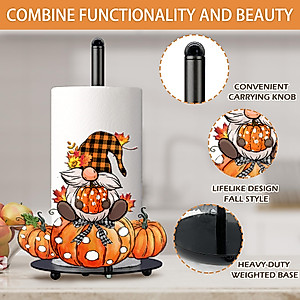 Thanksgiving Paper Towel Holder, Thanksgiving Kitchen Decor, Pumpkins Gnomes Kitchen Decor Accessories Paper Towel Holder Stand, Metal Autumn Decorations - Farmhouse Large Towel Stand for Countertops