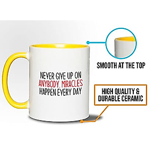 Bubble Hugs Nurse 2Tone Yellow Mug 11oz - Never give up - Labor Clinical Certified Nursing Assistant Surgical Emergency Oncology Practitioner