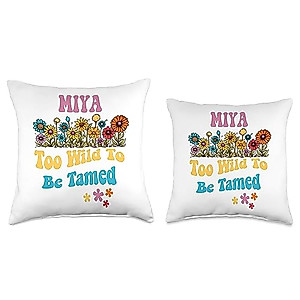 Wildflower Gift For Women Gift For MIYA Cute Retro Girls Wildflower Miya Name Throw Pillow, 16x16, Multicolor