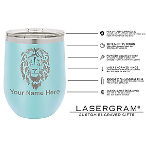 LaserGram Double Wall Stainless Steel Wine Glass Tumbler, Music Staff, Personalized Engraving Included (Light Blue)