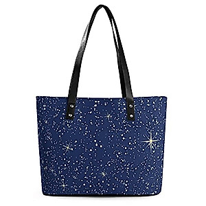 Womens Handbag Stars Pattern Leather Tote Bag Top Handle Satchel Bags For Lady