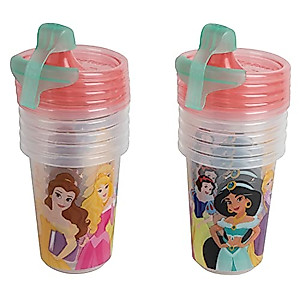 The First Years Take & Toss Disney Princess Sippy Cups - Reusable Toddlers Cups with Lids - Kids Party Pack with 2 Travel Caps - 10 Oz - 10 Count