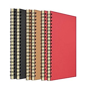 Zealor 6 Pack Soft Cover Notebook with Lined Paper 8.3 inch x 5.5 inch, Spiral Notebooks -120 Pages, 60 Sheets - Memo Notepads for Office School Travel (Kraft, Red, Black)