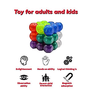 Kids Magnetic Building Puzzle Blocks, Set of 7 Multicolored Cubes, Magnets Fidget for Kids, Teens and Adults, Sensory Toys for Adults and Kids