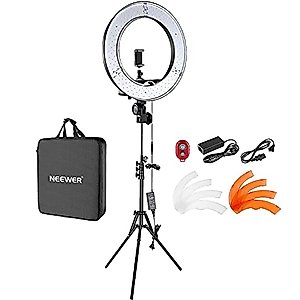 Neewer 18"/48cm LED Ring Light: 52W Dimmable LED Ringlight Makeup Selfie Light Ring with Stand/Soft Tube/Phone Holder/Filter for Camera Phone Photography YouTube TikTok Video Blogging Live Streaming