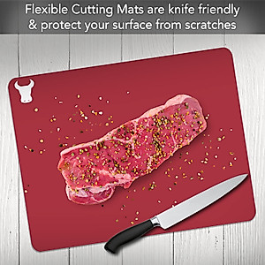 Cut N' Funnel Multi-Colored Flexible Plastic Cutting Board Mats 4 Pack Made in the USA Flexible, BPA Free, Dishwasher Safe