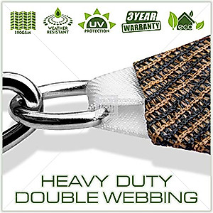 ColourTree 12' x 12' x 12' Brown Triangle CTAPT12 Sun Shade Sail Canopy Mesh Fabric UV Block - Commercial Heavy Duty - 190 GSM - 3 Years Warranty (We Make Custom Size)