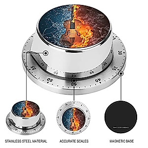 Kitchen Timer Fire Water Guitar Magnetic Countdown Clock for Cooking Teaching Studying
