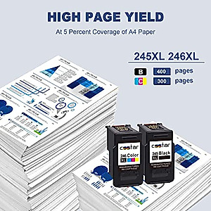 CSSTAR Remanufactured 245XL 246XL Ink Cartridges Replacement for Canon 245 246 PG-245XL CL-246XL for PIXMA MX492 MX490 MX492 MG2522 MG2520 MG2922 IP2820 MG2920 MG2420 Printer (1 Black,1 Tri-Color)
