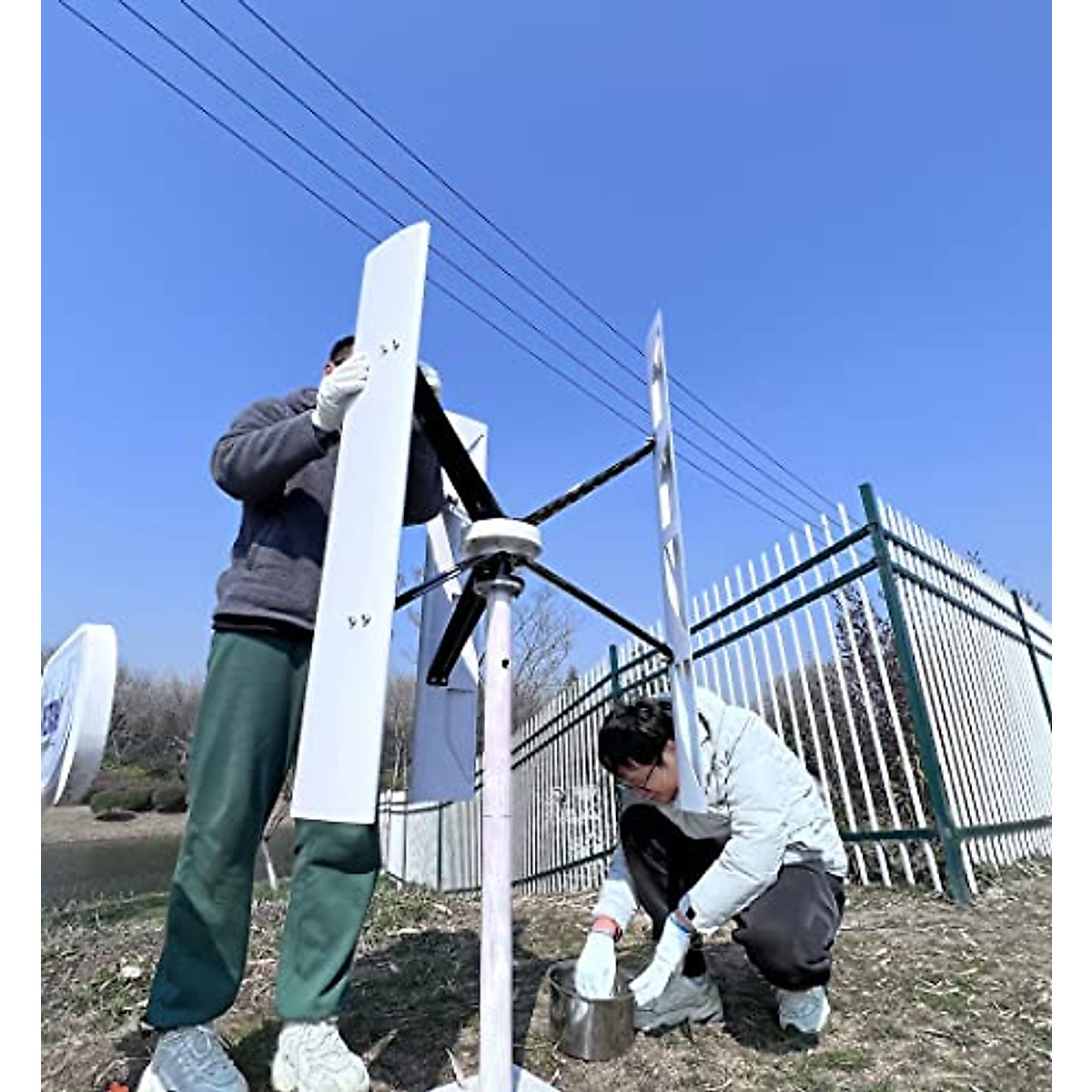 800W 48V Wind Turbine Generator VAWT 3 Blades Vertical Axis Wind Turbine Kit 2m/s Low Wind Speed Starting Wind Power Generator with MPPT Charge Controller for Off Grid System to Charge Battery
