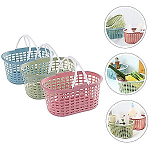 3pcs Storage Tote Basket Toiletry Bag with Handle Dorm Organizers for Portable Organizer Handles Plastic Baskets Bin Shelf College Bathroom Kitchen Caddy Supplies Pantry Shower
