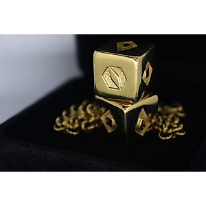 Custom 3d Stuff Smuggler's Dice Accurate Stainless Steel Gold Plated Deluxe Solo Dice - Shiny with Gift Box