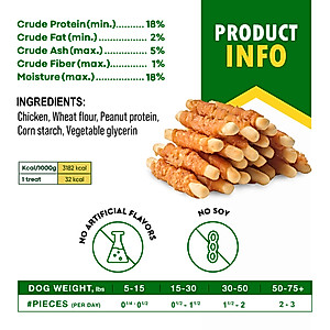 Biscuits Sticks Dog Treats Chicken Wrapped Human Grade Meat - Natural Dried Snacks Rawhide - Free & Grain Free Long Lasting Chews for Large & Small Dogs - Best for Training & Healthy Teeth