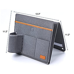 Bedside Caddy Hanging Bed Organizer Storage Bag Pocket for Bunk and Hospital Beds, College Dorm Rooms Baby Bed Rails,Camp (Gray)