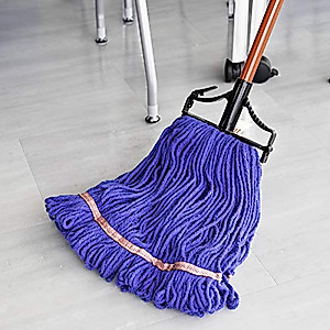 Libman Commercial 968 Medium Blended Looped-End Wet Mop Head, Blend of Cotton & Polyester, 20 oz, Blue (Pack of 6)