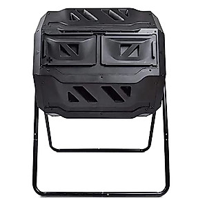 WorldFront Naturals Durable Compost Tumbler Outdoor with Metal Stand - 160L Capacity Composting Bin for Efficient Organic Waste Management - Dual Chamber Composter Design