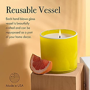 LAFCO New York Classic Candle, White Grapefruit - 6.5 oz - 50-Hour Burn Time - Reusable, Hand Blown Glass Vessel - Made in The USA
