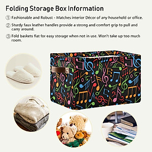 ALAZA Lovely Music Note Foldable Storage Box Storage Basket Organizer Bins with Handles for Shelf Closet Living Room Bedroom Home Office 1 Pack