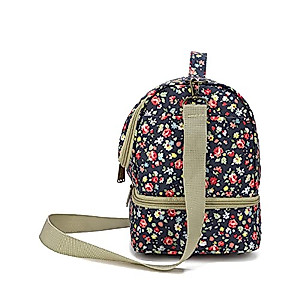 Lunch Bag Tote for Women Men Double Deck Lunch Box with Shoulder Strap Insulated Leakproof Cooler Bag, Blue