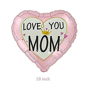 10Pcs Mother's Day Party Balloons Mother's day Party Decorations Foil Pink Heart Balloons for Happy Mother's Day Birthday Party Decorations Supplies