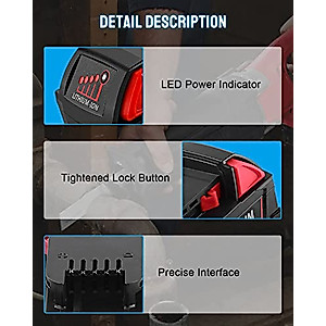 6.0Ah Replacement Battery Compatible with Milwaukee 18 Volt Battery 18V XC M-18 48-11-1820 48-11-1850 48-11-1815 48-11-1852 48-11-1822 48-11-1828 48-11-10 48-11-1811 48-11-1840 Cordless Power Tools