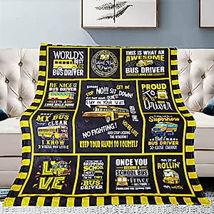 Sulpoie Bus Driver Gifts for Women Men, School Bus Driver Gifts Blanket 50"X60", Bus Driver Appreciation Gifts, Birthday Gifts for Bus Driver, Thank You for School Bus Driver Throw Blanket