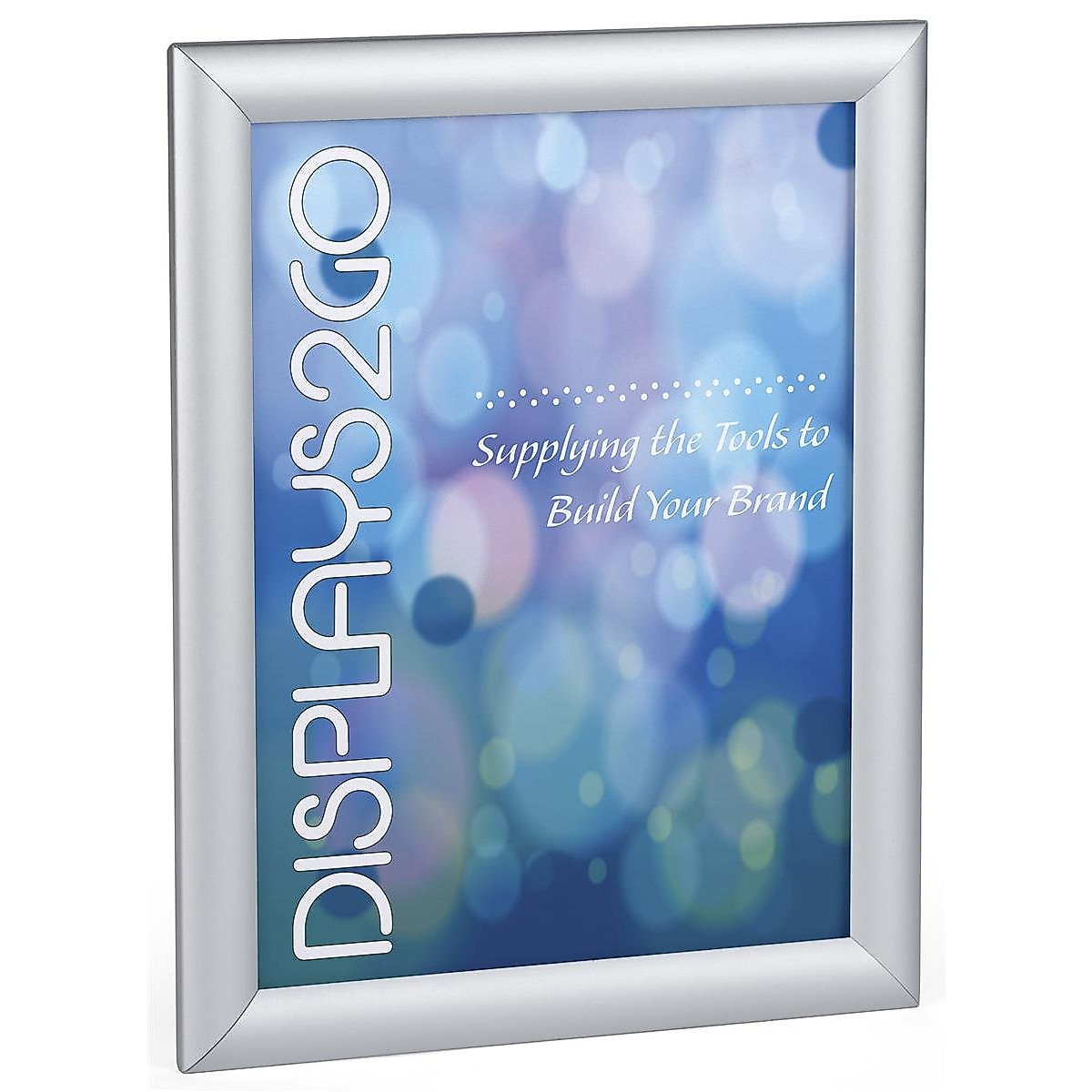 Displays2go Snap Open Sign Holder Frame, 8.5 x 11 Inch, Wall Mount or Tabletop, Silver Aluminum (WSNF8511SV)
