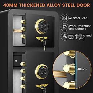 [2024 Upgraded] 6.1 Cu ft Extra Large Home Safe Fireproof Waterproof with [DOUBLE SAFES], Heavy Duty Fireproof Safe Box with [Hidden Lock Box], Digital Home Security Safe for Documents Firearm Money