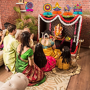 9 Pieces Diwali Honeycomb Ornaments - Diwali Party Decorations Demon Slayer Table Centerpieces Tabletop Decorations Diwali Happy Decorations for Indian Diwali Home Rangoli Party Decorations