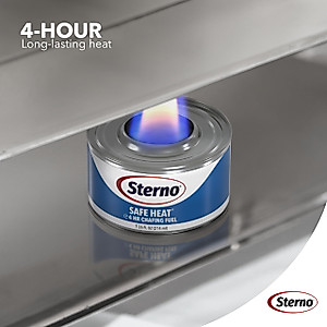 Sterno Safe Heat Chafing Fuel Cans - Chafing Dish Fuel Cans with 4-Hour Burn Time, Chafer Fuel Cans Food Warmers with PowerPad, Chafing Fuel Cans for Catering & Foodservice - 7.26 Oz Each, Pack of 12