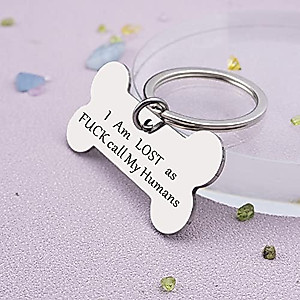 Personalized Dog Tags for Dog Mom Stocking Stuffer for Pet Funny Pet Dog Tag Keychain for Cats Dogs ID Tag Owner Personalized I'm Lost My New Puppy Engraved Bone ShapeTag for Dogs and Cats,