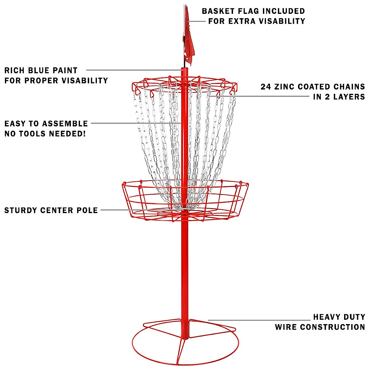 Remix Double Chain Practice Basket for Disc Golf - Red