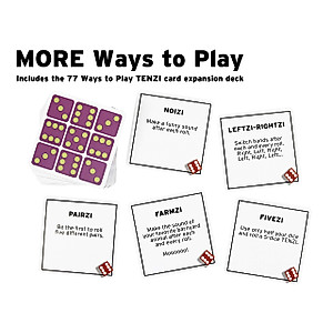 TENZI Dice Party Game Bundle with 77 Ways to Play A Fun, Fast Frenzy for The Whole Family - 4 Sets of 10 Colored Dice with Storage Tube - Colors May Vary