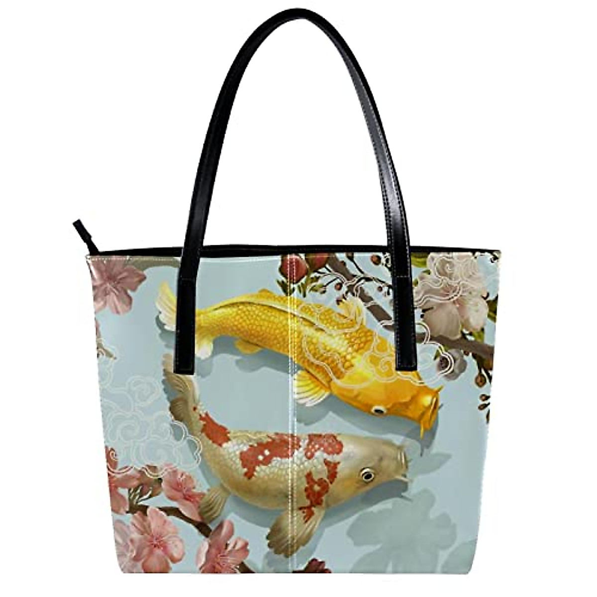 Tote Bag Women Satchel Bag Handbag Stylish Tote Handbag for Women Hobo Bag Fashion Crossbody Bag, Koi Fish Blossoms Spring Traditional